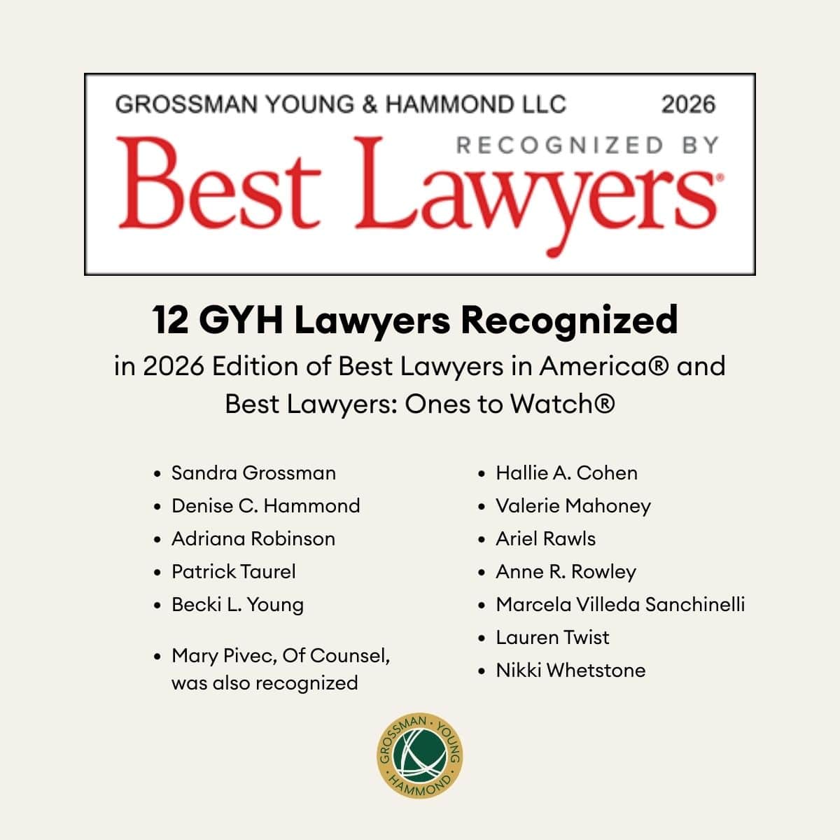 GYH Lawyers Recognized in 2026 Edition of Best Lawyers in America® and ...